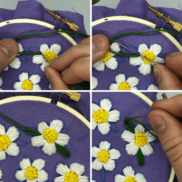 How to Embroider a Daisy - Free Embroidery Pattern - Crewel Ghoul