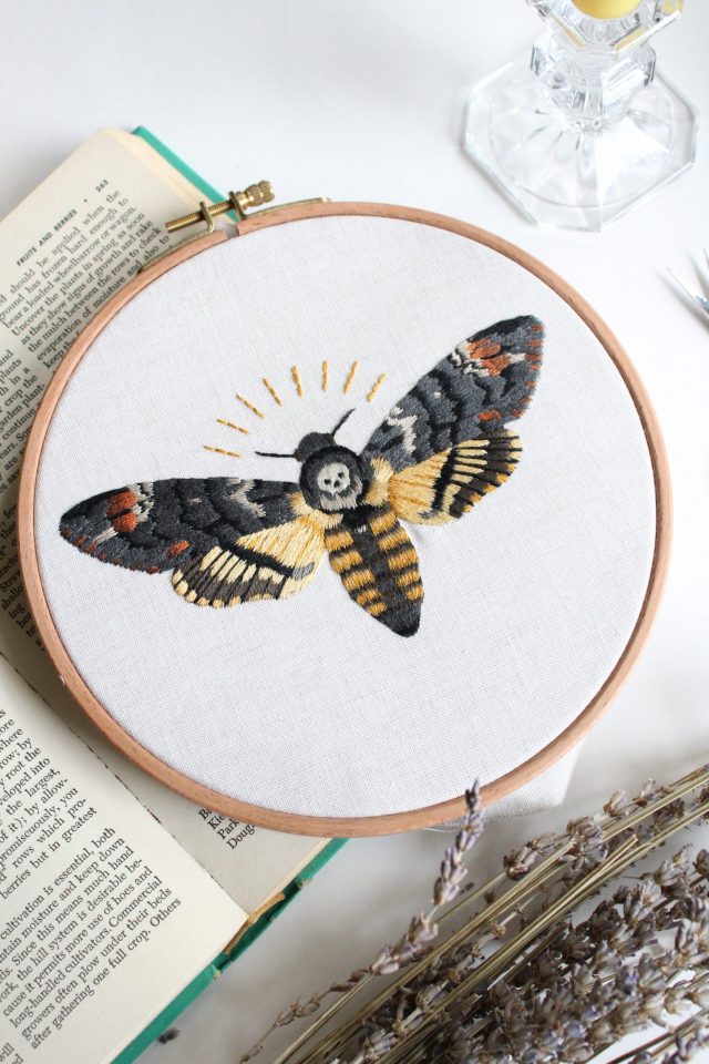 Death Moth Embroidery Pattern - Crewel Ghoul