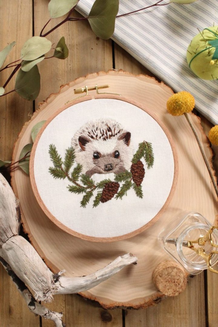 Hedgehog Thread Painting Embroidery Pattern