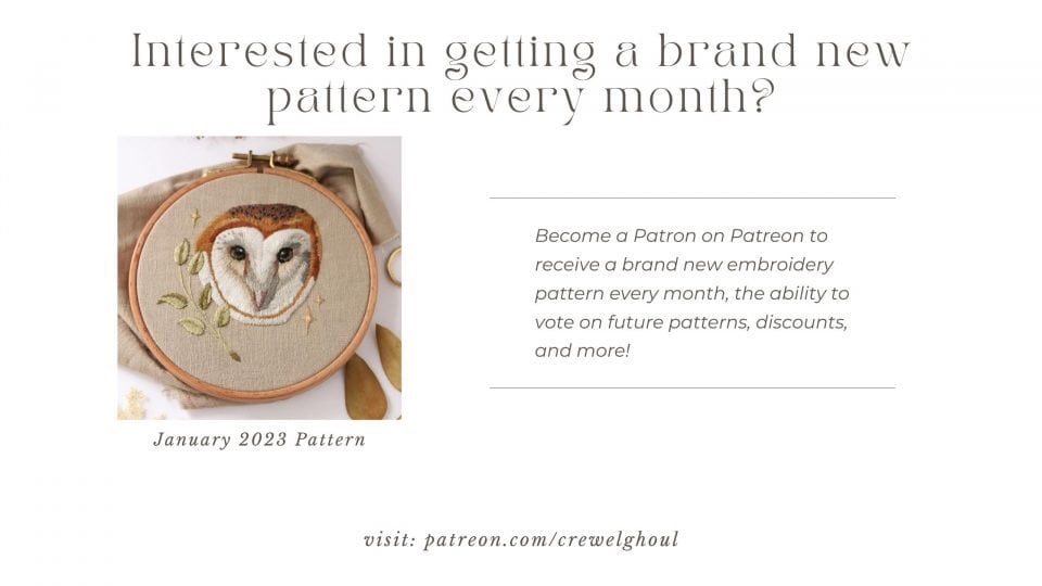 Embroidered Leaves - Beginner Thread Painting Pattern - Crewel Ghoul