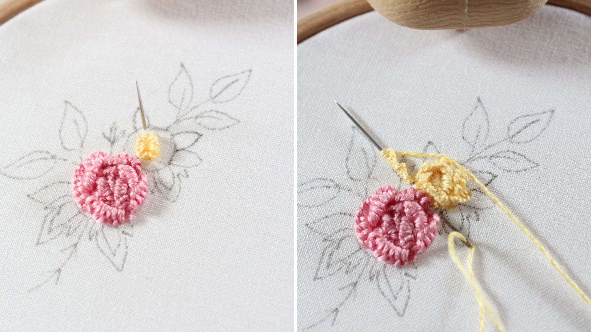 How To Make Cast On Stitch Roses - Crewel Ghoul