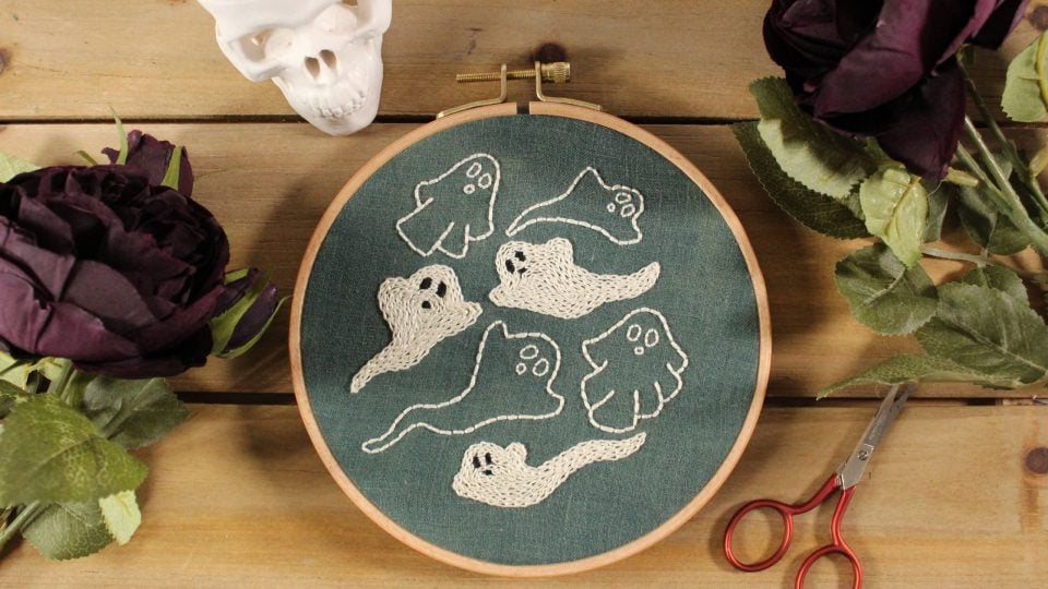 Spooky Ghost Embroidery Tutorial + Pattern