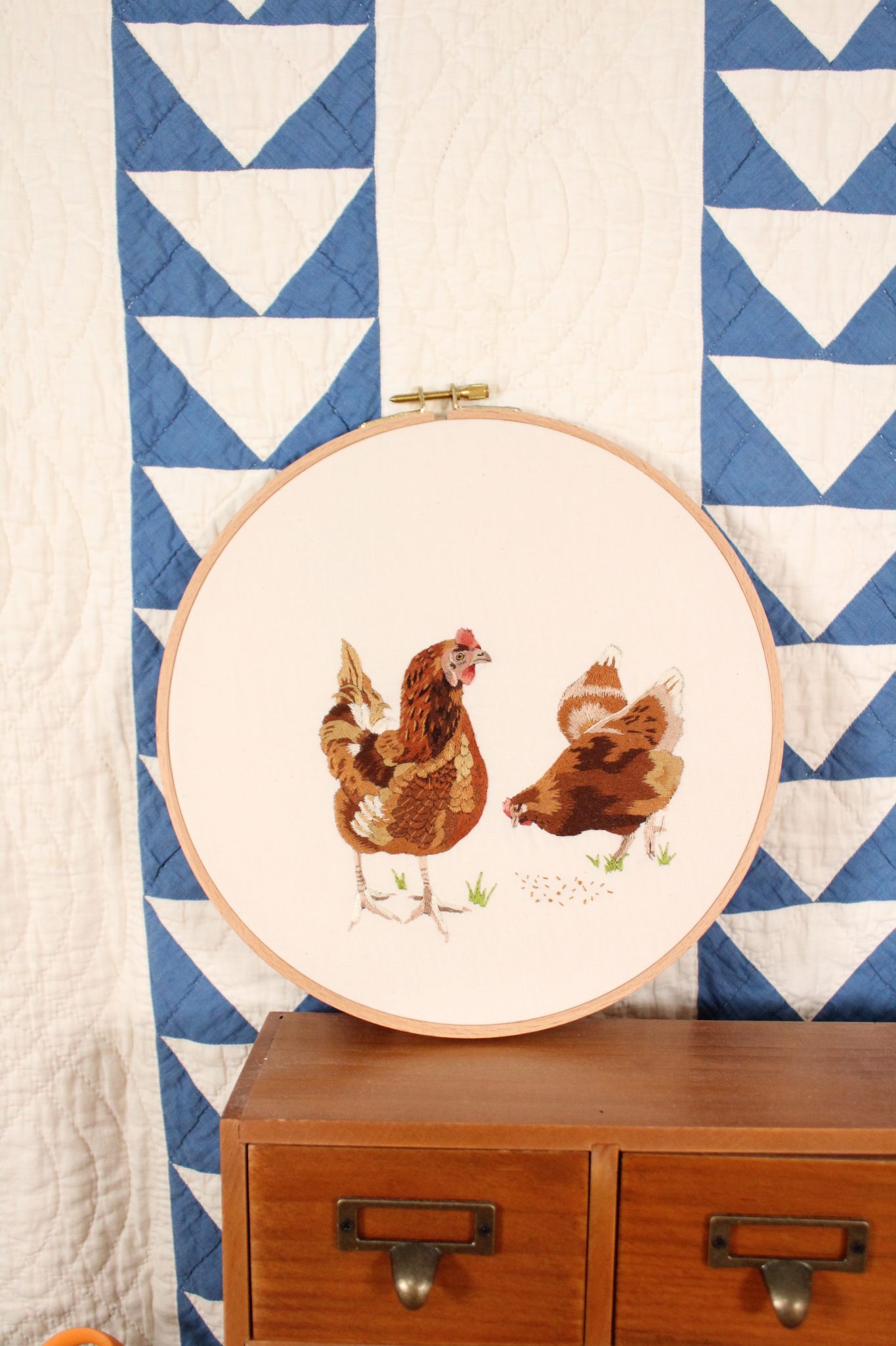Feeding The Hens Embroidery Pattern