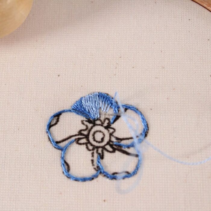 Long and Short Stitch Flower - Embroider A Forget Me Not