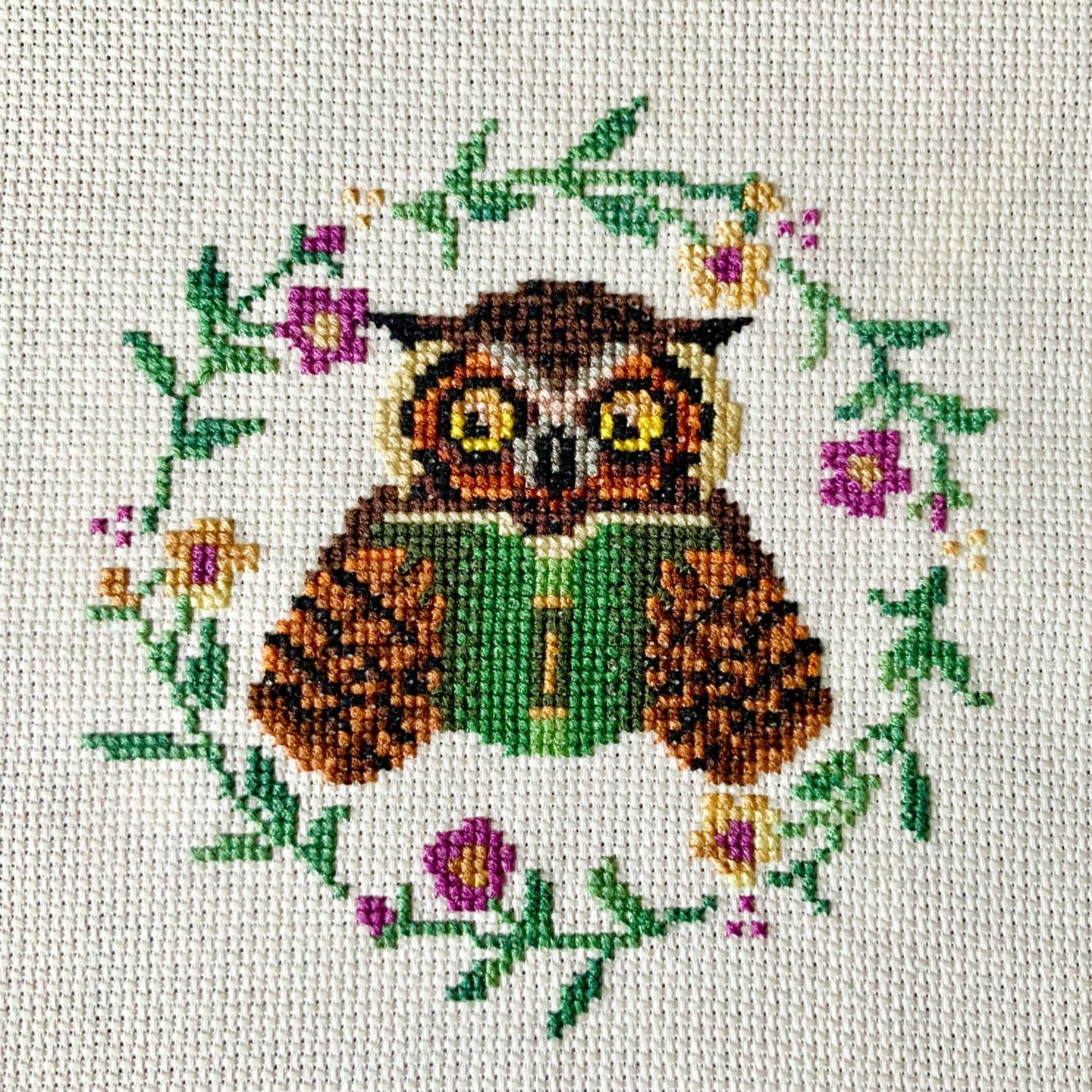 Reading Owl Cross Stitch Pattern